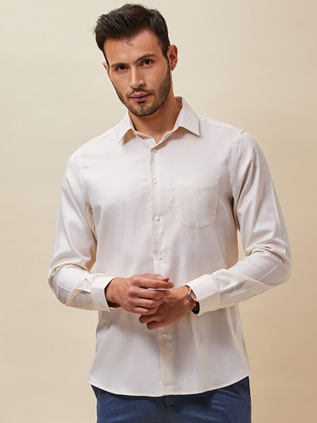 Buy J Hampstead Men Yellow Classic Slim Fit Formal Shirt - Shirts for ...