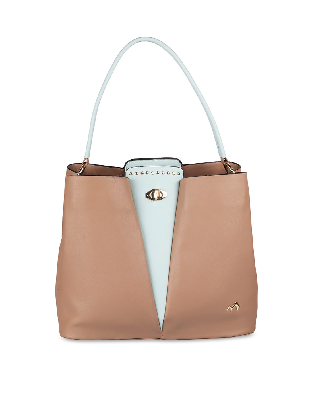 Buy Metro Beige Colourblocked Structured Handheld Bag - Handbags for ...