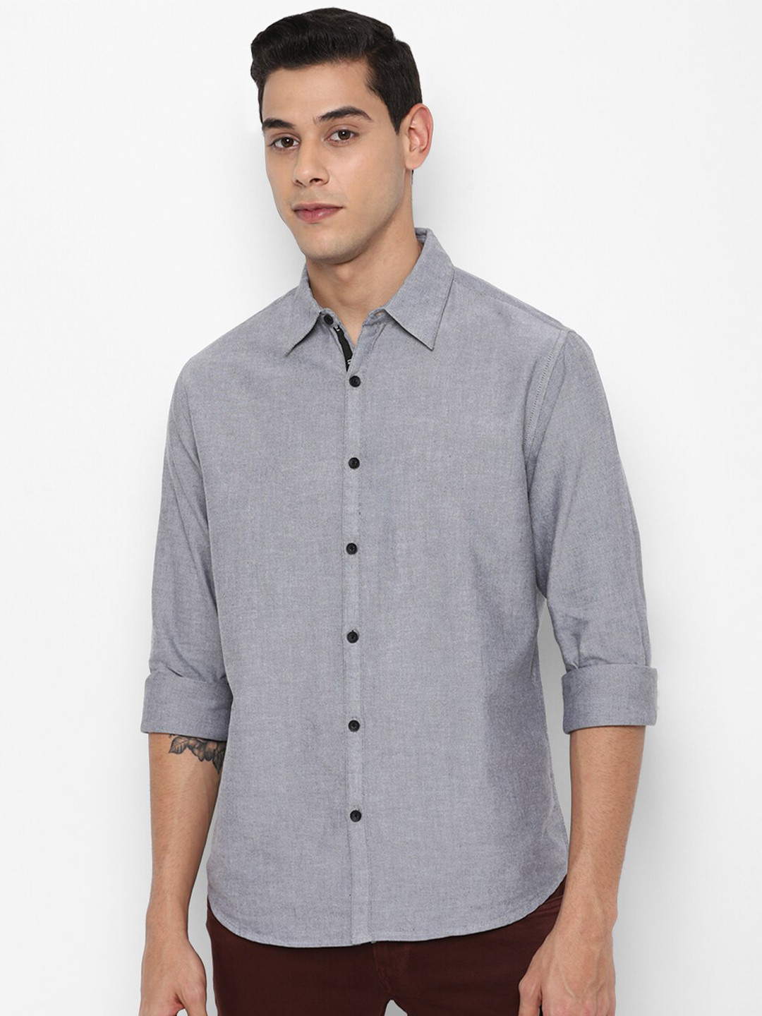 Buy FOREVER 21 Men Grey Solid Casual Shirt - Shirts for Men 16908948 ...