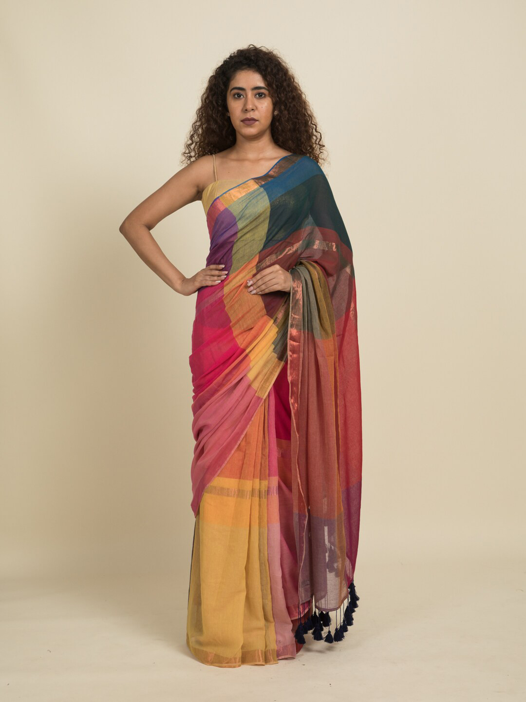 Buy Suta Multicoloured Checked Pure Cotton Saree - Sarees for Women ...