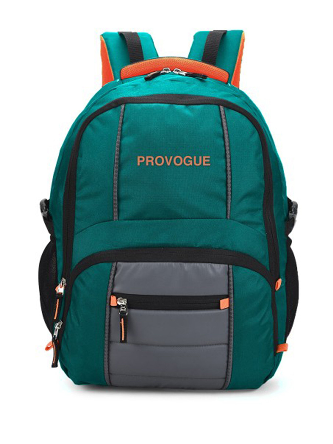 Buy Provogue Unisex Sea Green & Orange Brand Logo Backpack With ...