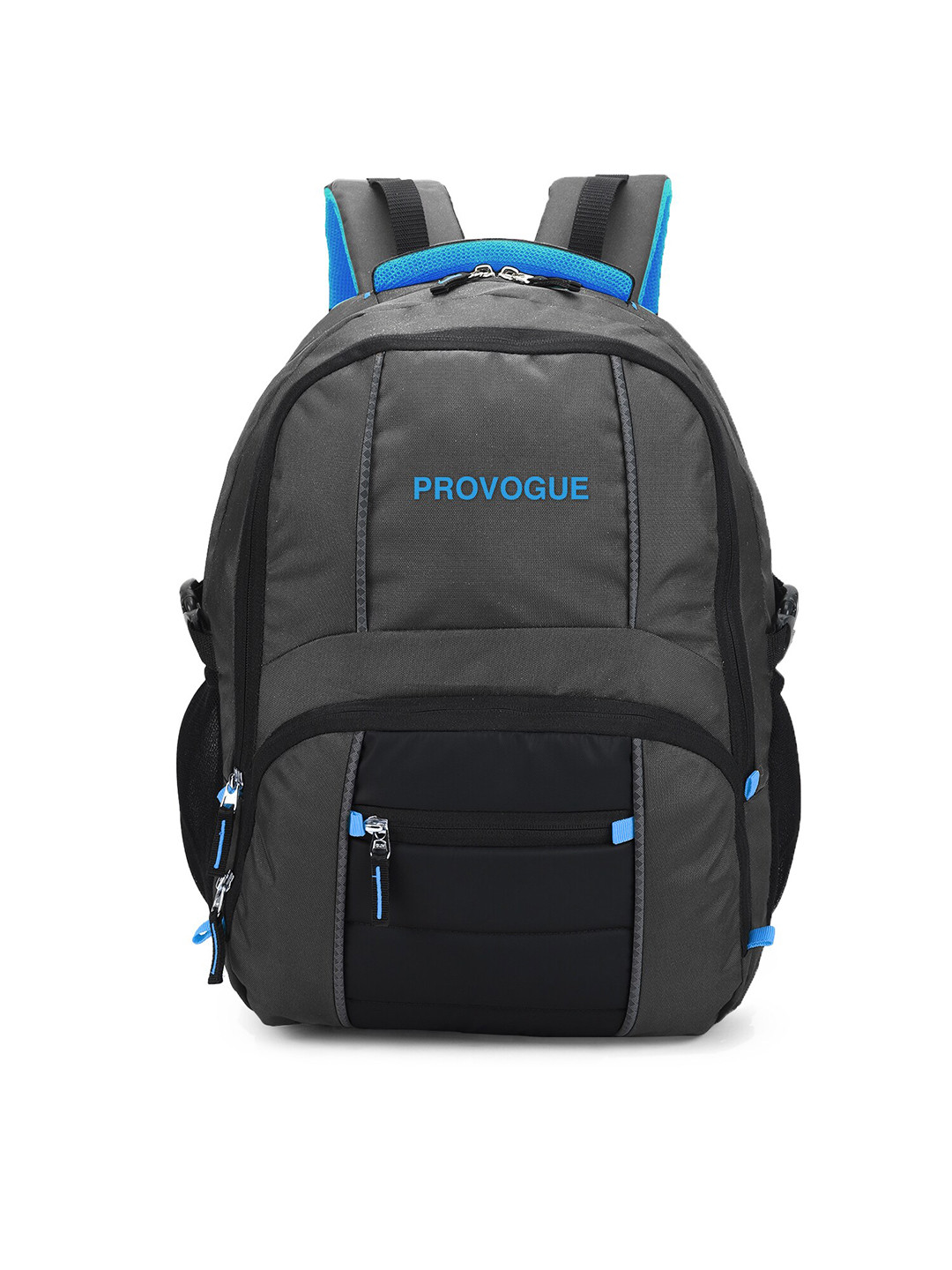 Buy Provogue Adult Grey & Blue Brand Logo Backpack With Reflective ...
