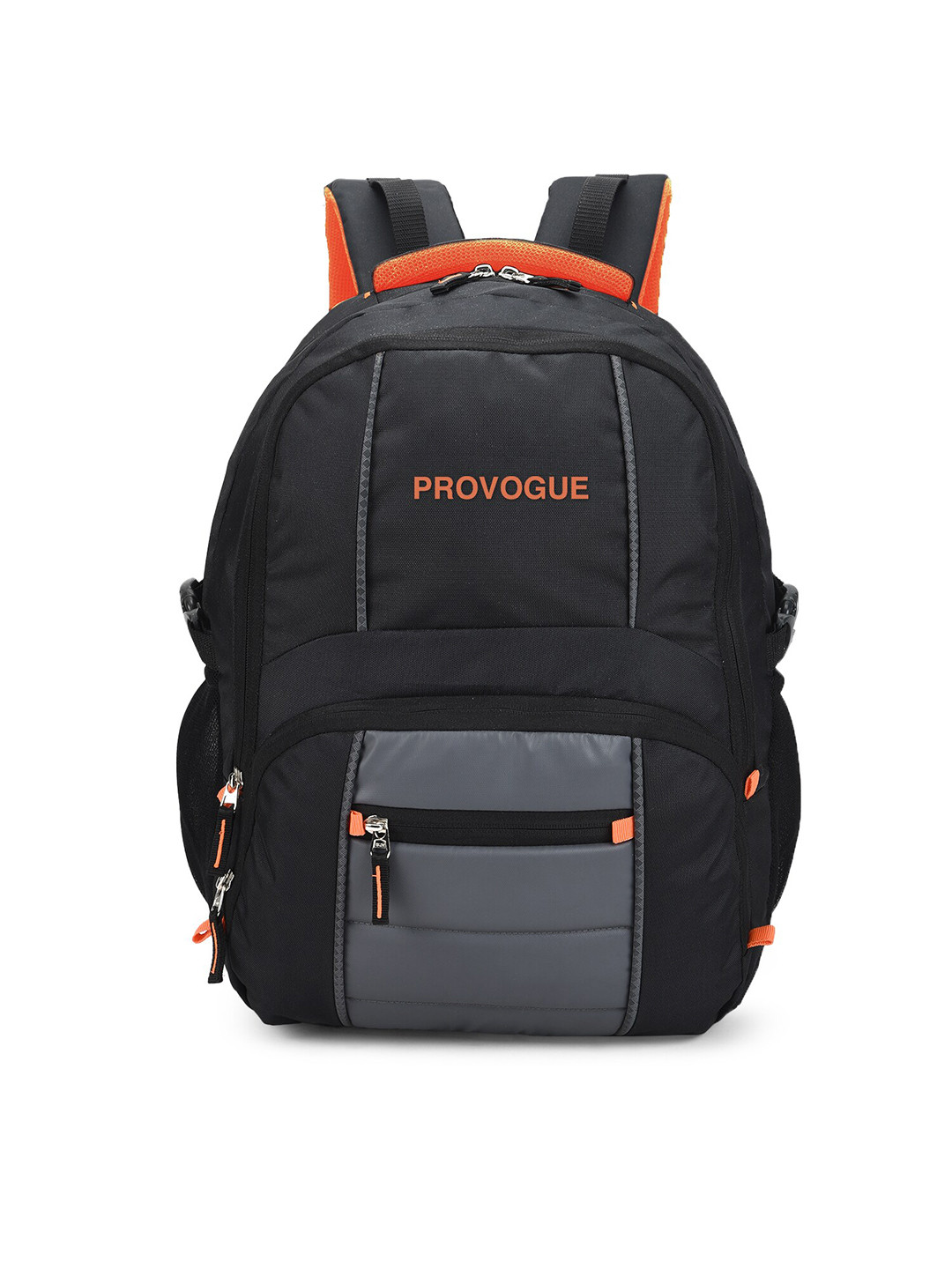 Buy Provogue Unisex Black & Orange Brand Logo Backpack With Reflective ...