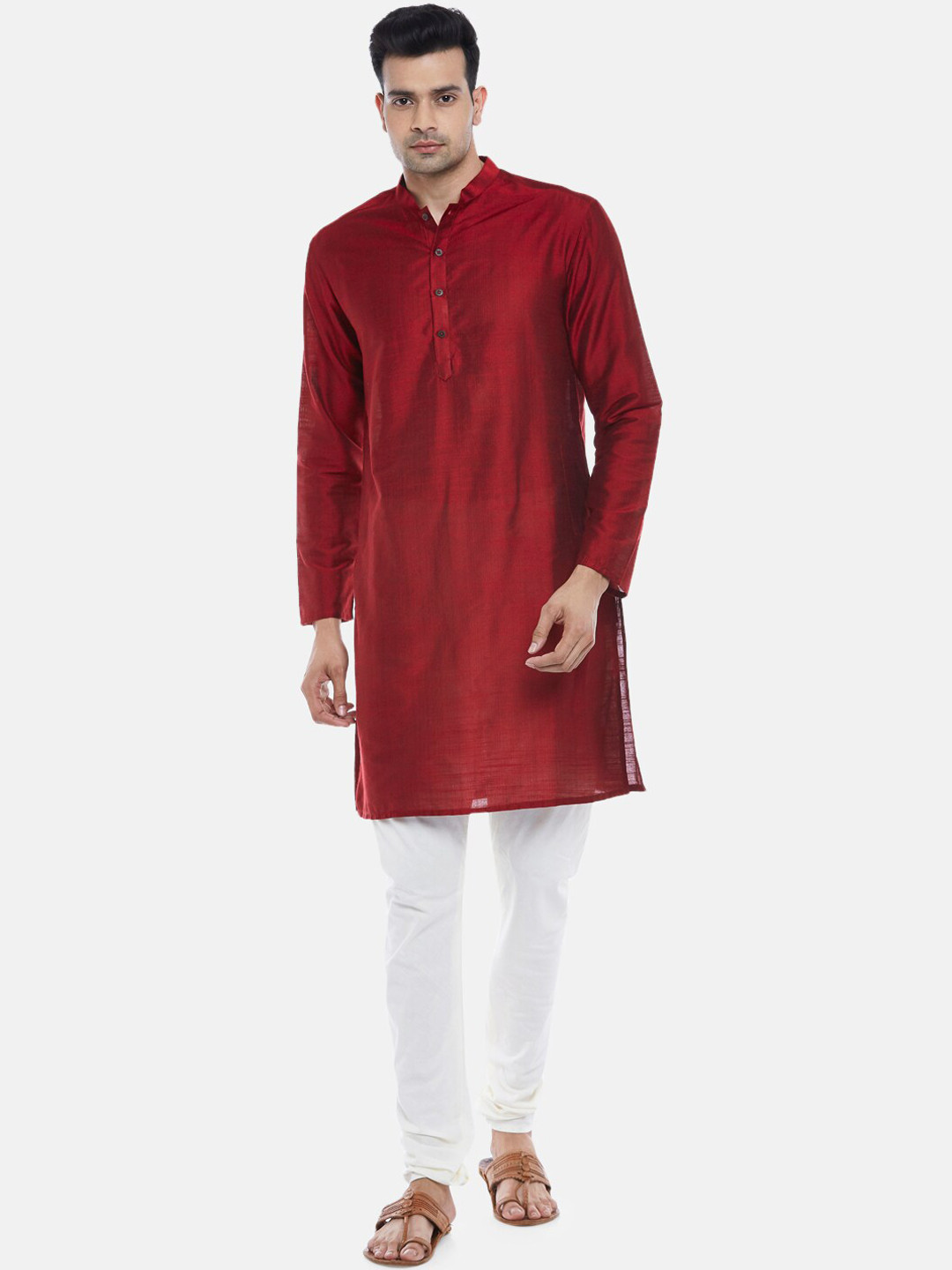 Buy Indus Route By Pantaloons Men Maroon Solid Straight Kurta - Kurtas ...