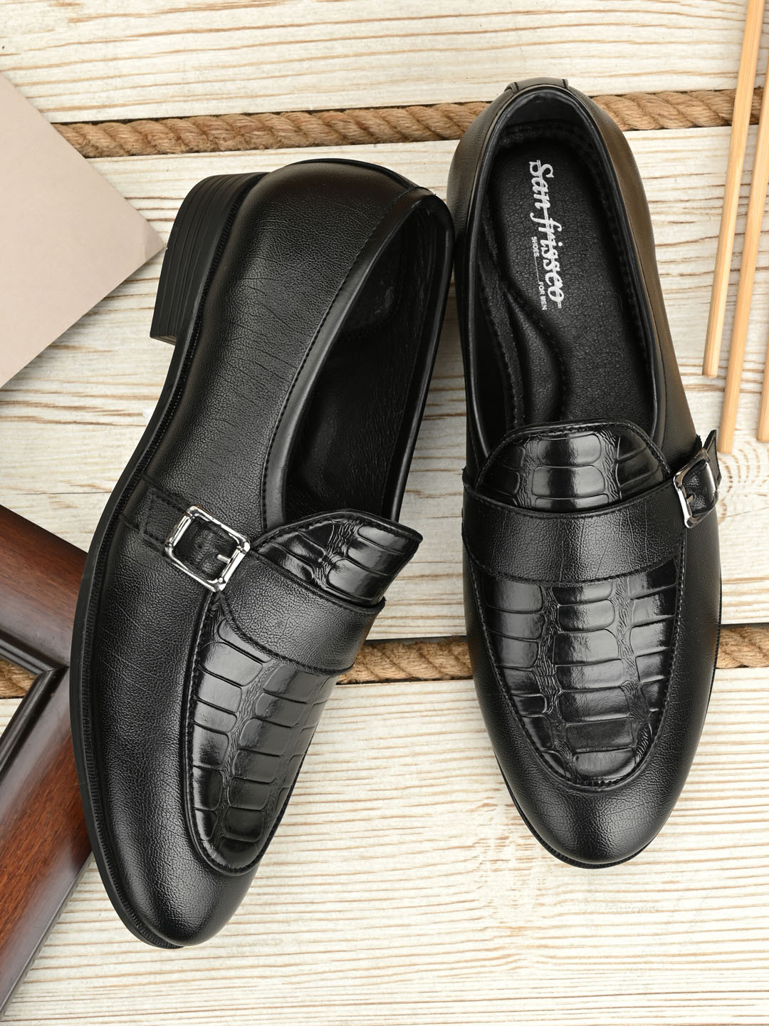Buy San Frissco Men Black Solid Formal Loafers - Formal Shoes for Men ...