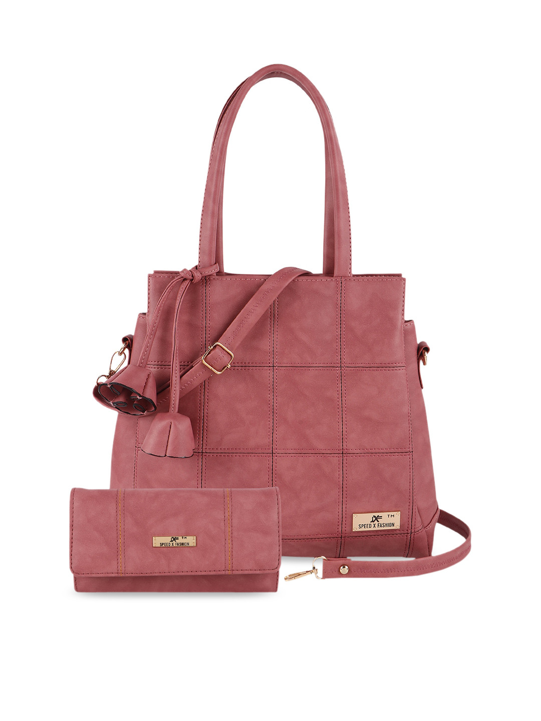 Buy SXF SPEED X FASHION Pink Textured PU Structured Handheld Bag ...