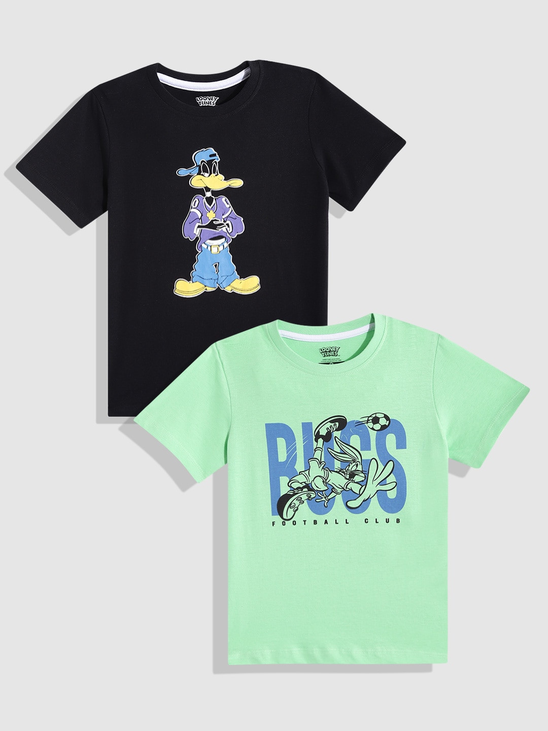 Buy YK Warner Bros Boys Pack Of 2 Printed Pure Cotton T Shirt - Tshirts ...