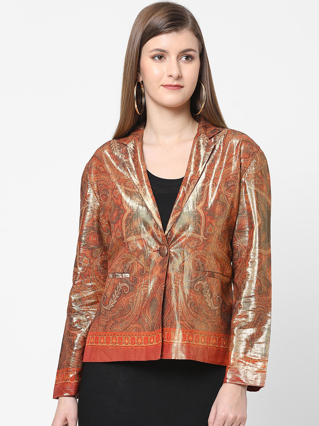 Buy Cloth Haus India Women Orange Tailored Jacket - Jackets for Women ...