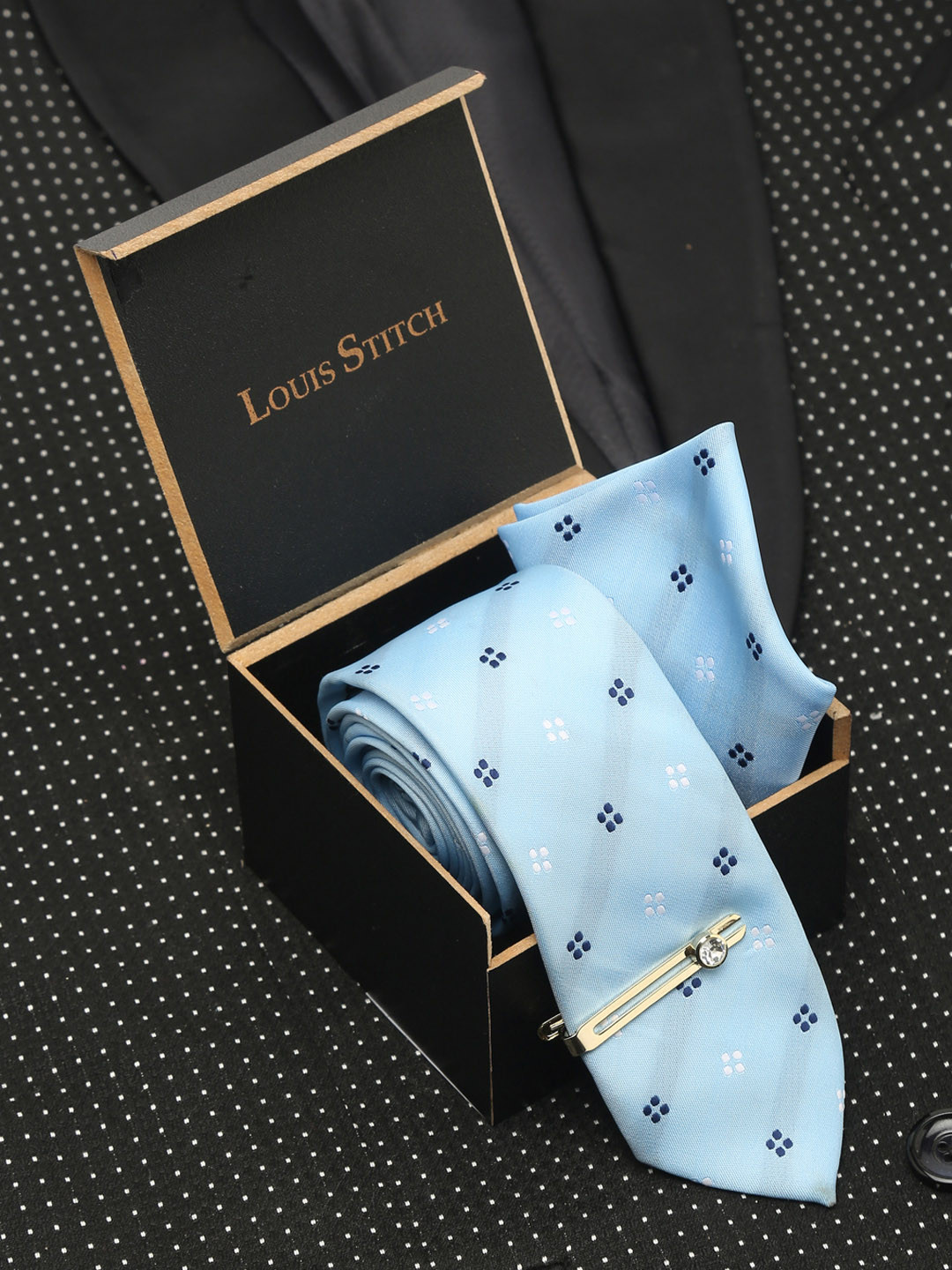 Buy LOUIS STITCH Men Italian Silk Blend Necktie Accessory Gift Set ...