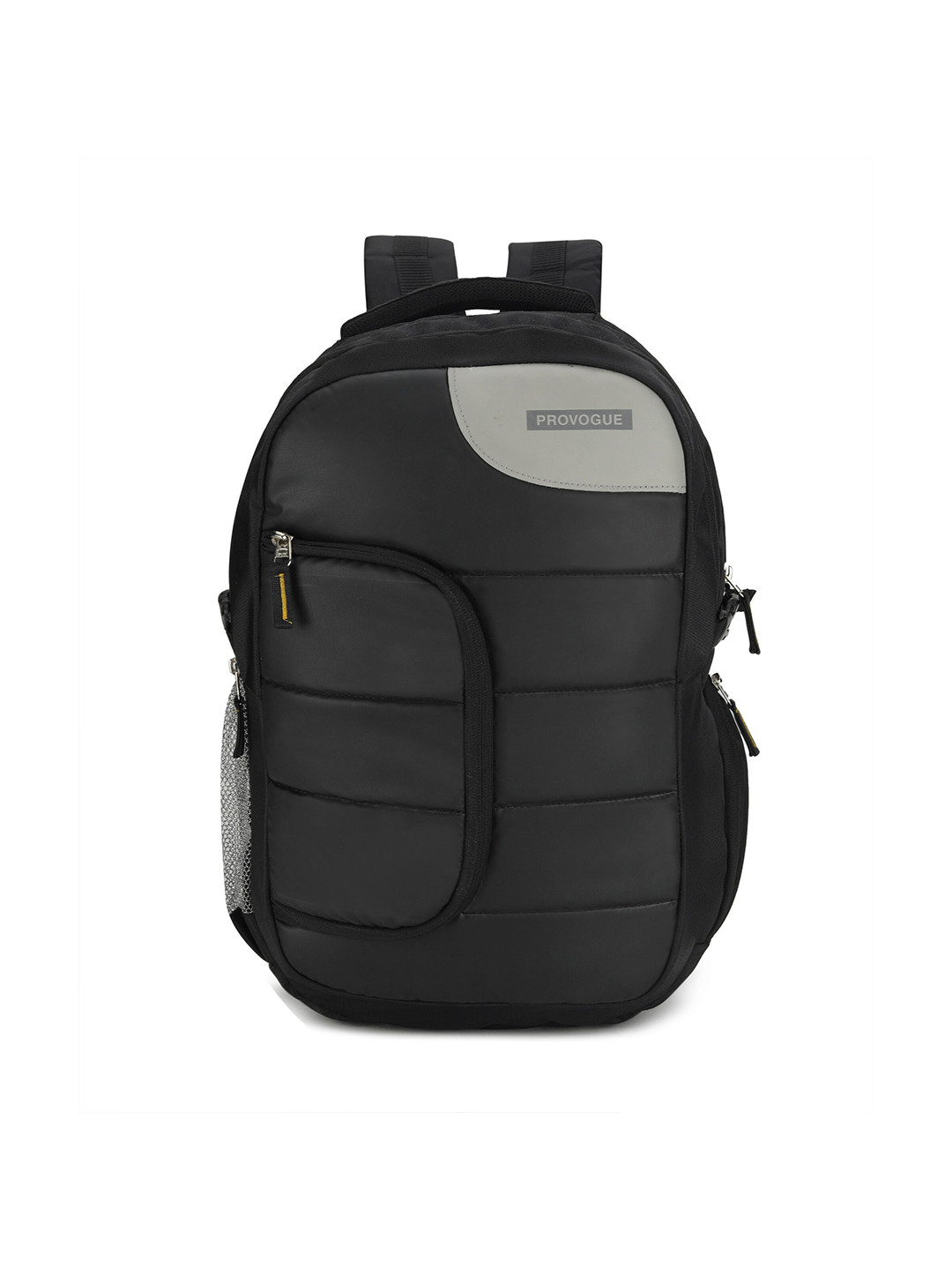 Buy Provogue Unisex Black & Grey Colourblocked Backpack With Reflective ...