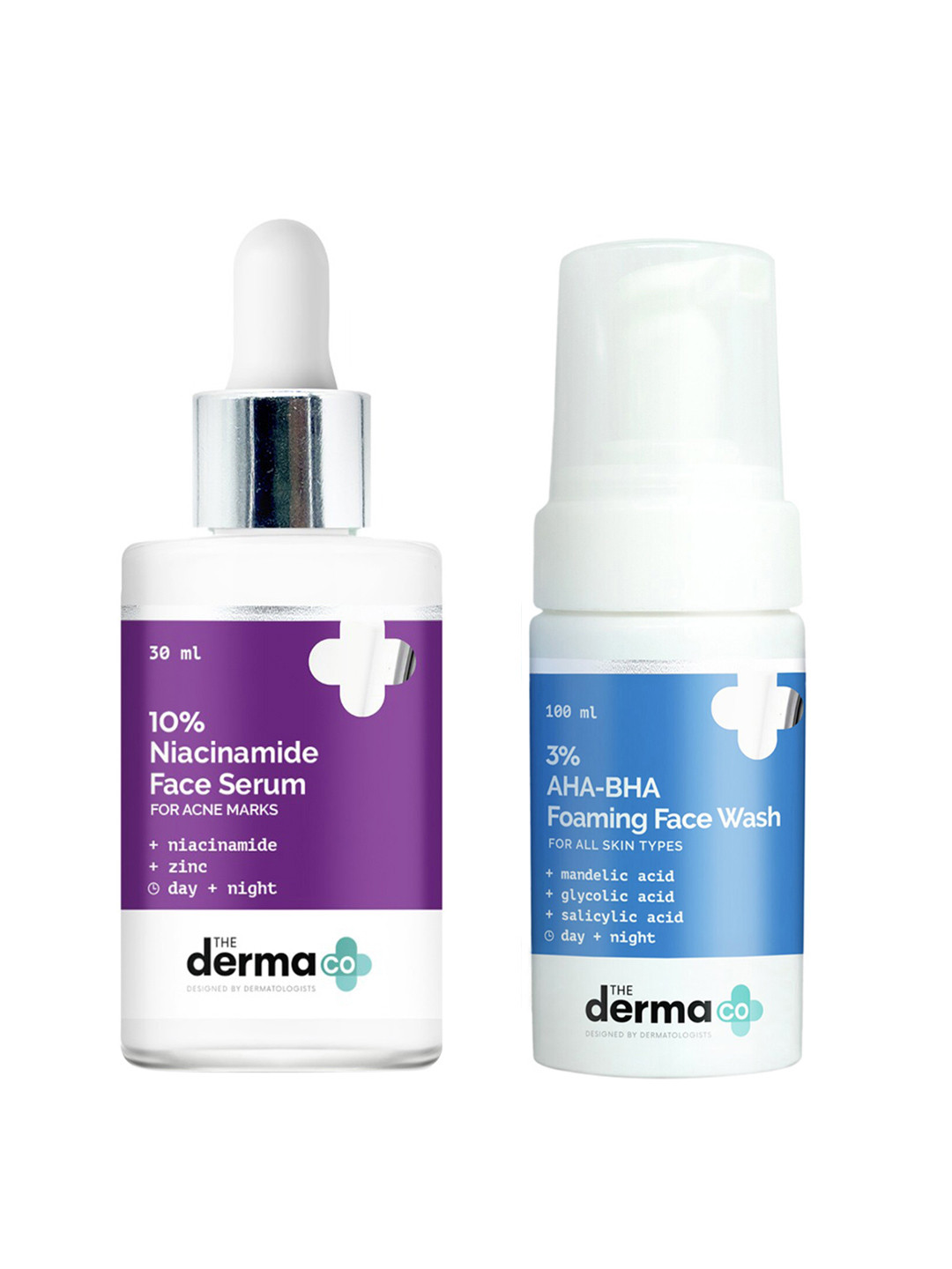 Buy The Derma Co. Set Of 10% Niacinamide Serum & 3% AHA BHA Foaming ...
