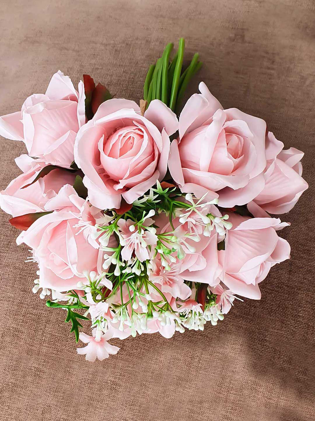Buy Art Street 10 Light Pink Rose Artificial Flowers In A Single Bunch ...