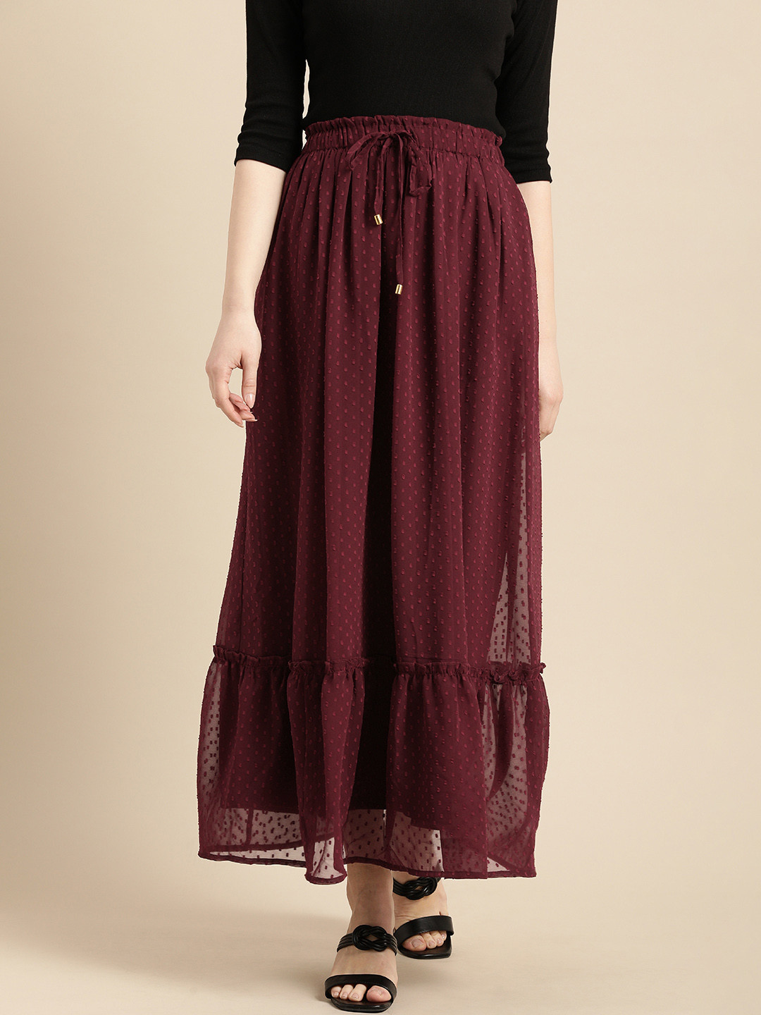 Buy All About You Maroon Tiered Maxi Skirt - Skirts for Women 16931484 ...