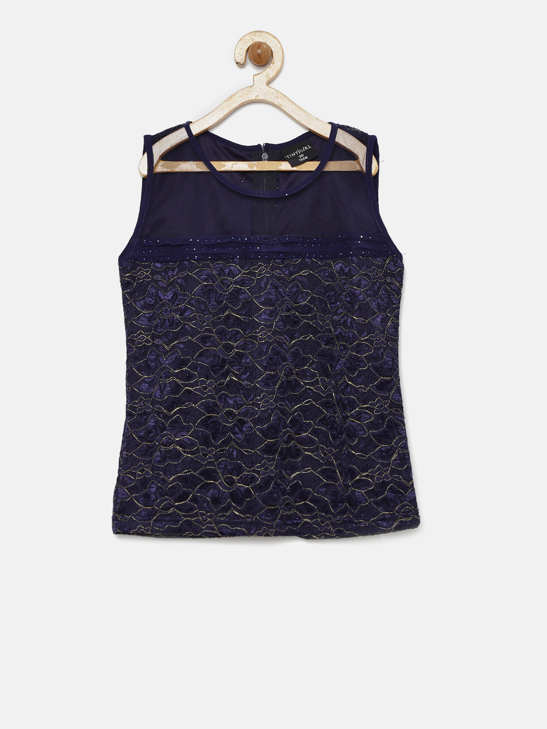 Buy Tiny Girl Navy Lace Top - Tops for Girls 1693550 | Myntra