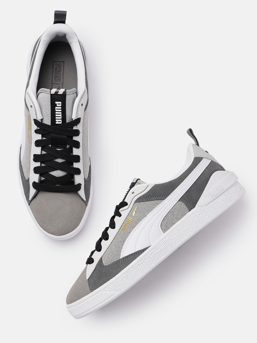 Buy Puma Unisex Grey Leather Suede Bloc WTFormstripe2 Sneakers - Casual ...