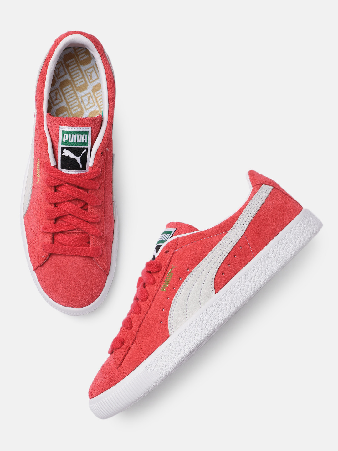 Buy Puma Unisex Coral Red Suede Vintage Colourblocked Sneakers - Casual ...