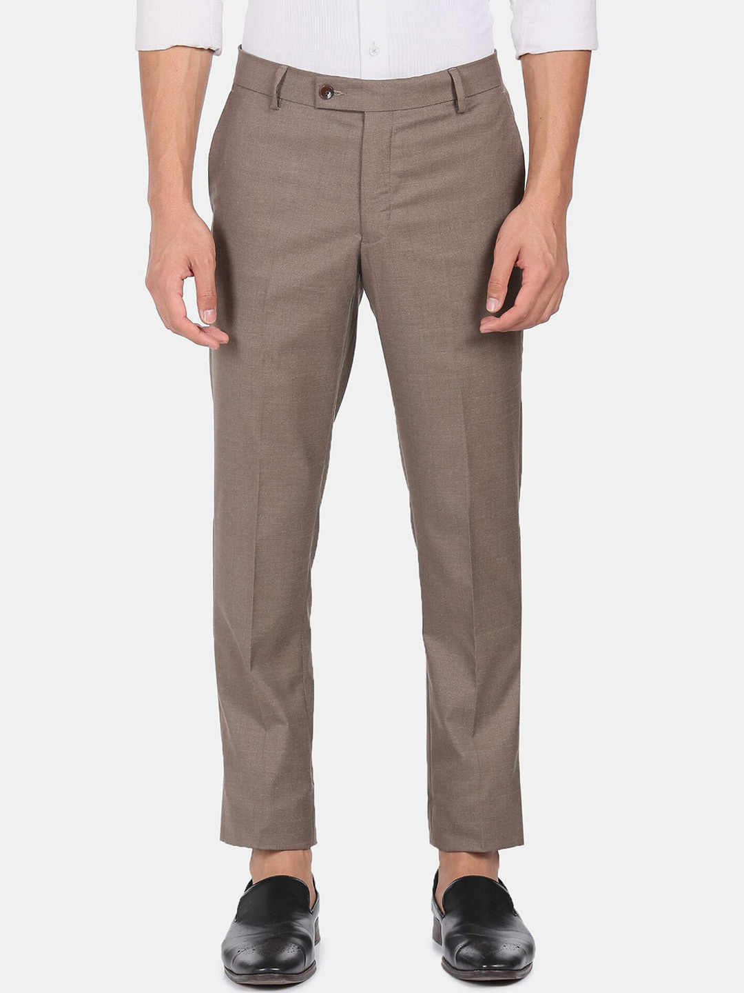 Buy Arrow Men Brown Mid Rise Trousers - Trousers for Men 16945198 | Myntra