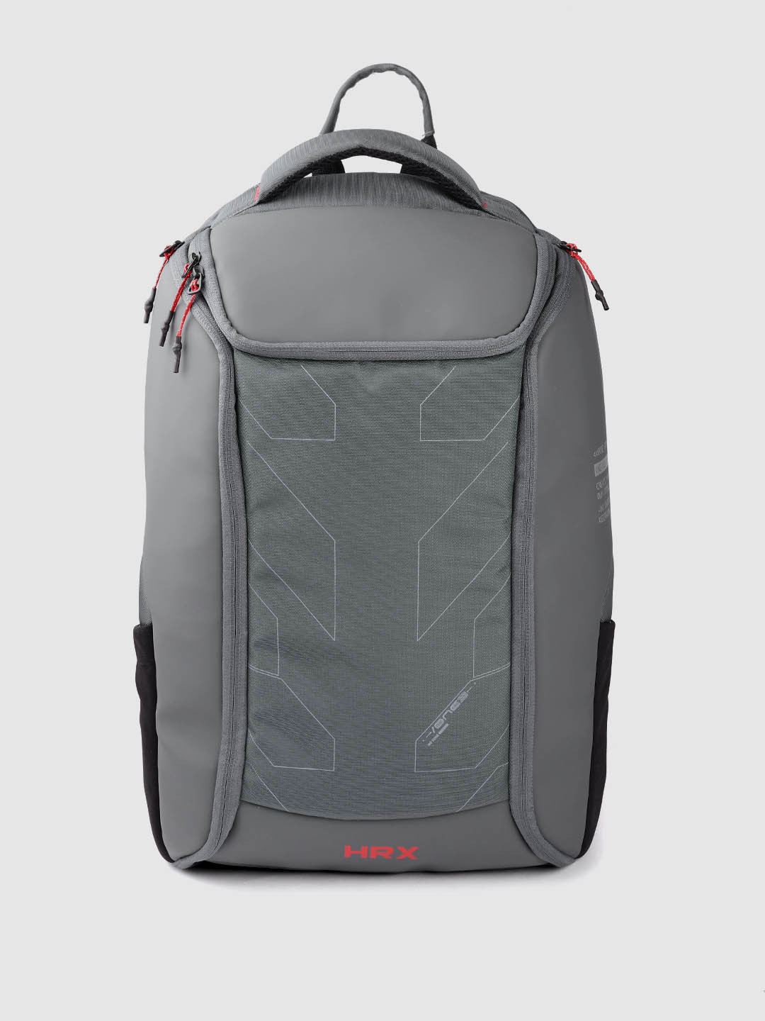 Buy HRX By Hrithik Roshan Unisex Grey & Black Geometric Print Backpack ...