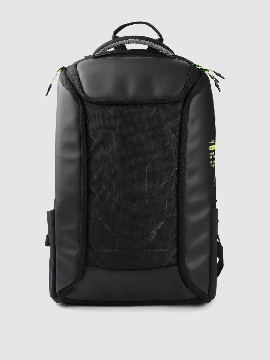 Buy HRX By Hrithik Roshan Unisex Black Geometric Print Backpack ...