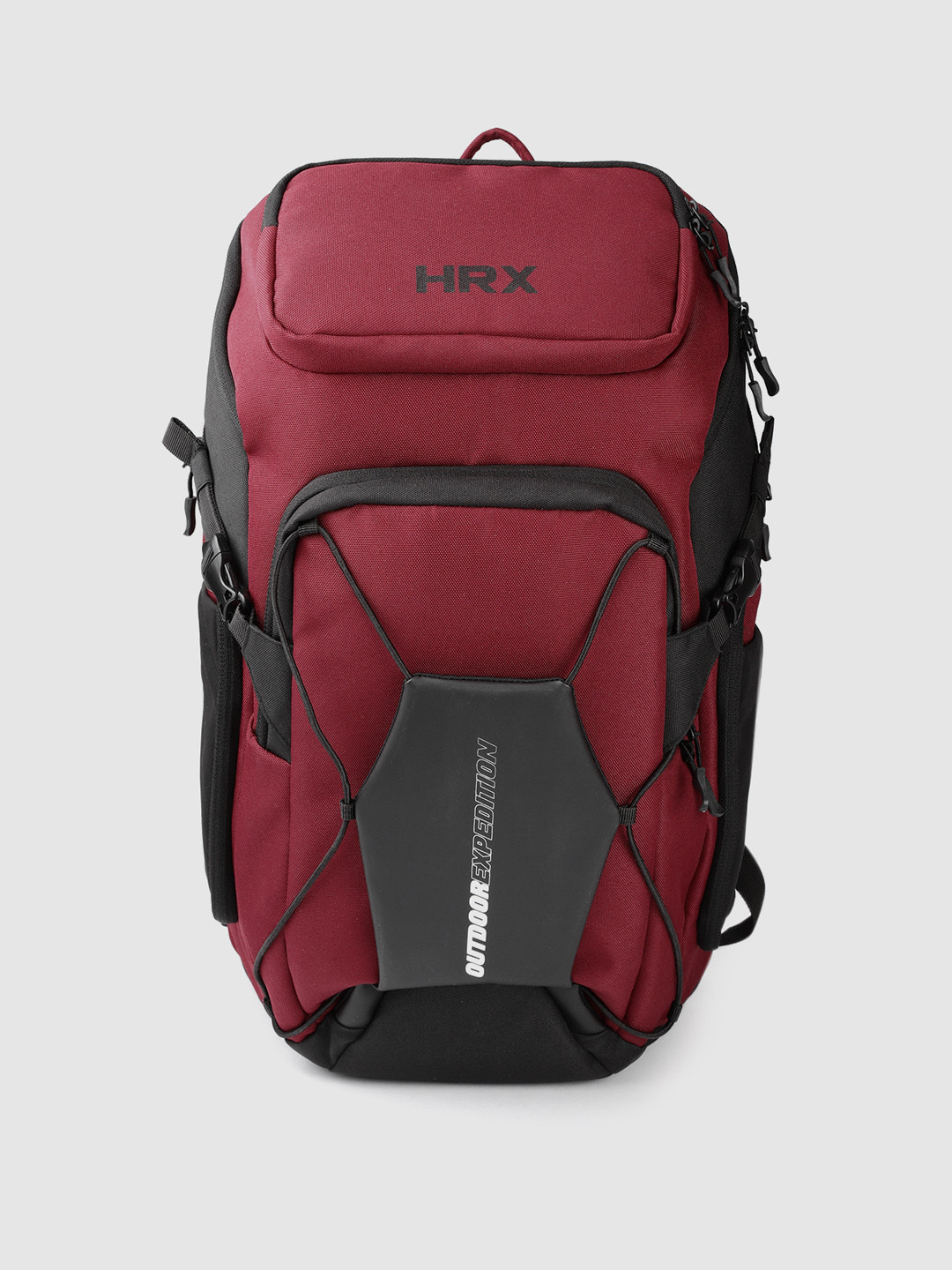 Buy HRX By Hrithik Roshan Unisex Maroon & Black Colourblocked Backpack ...