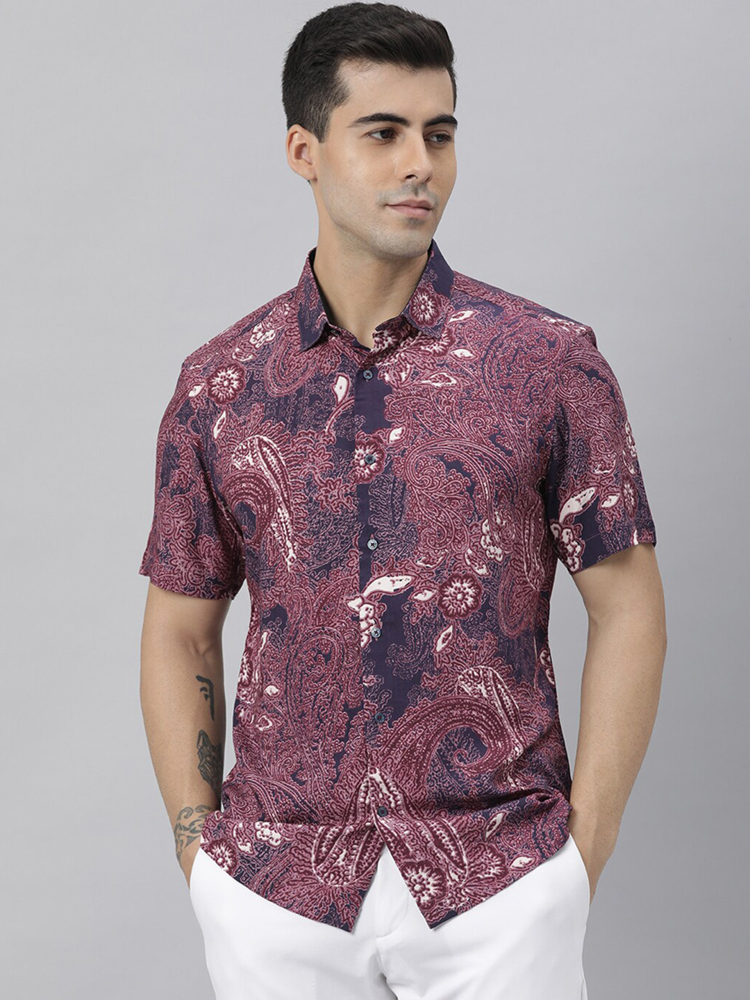 Buy RARE RABBIT Men Lawrn Slim Fit Printed Shirt - Shirts for Men ...