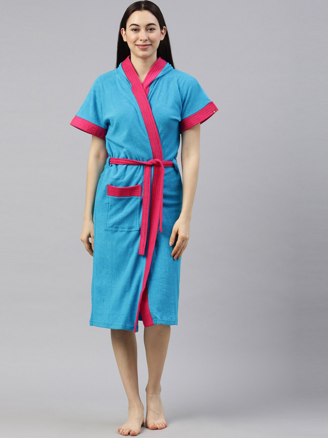 Buy GOLDSTROMS Woman Turquoise Hooded Bathrobe - Bath Robe for Women ...
