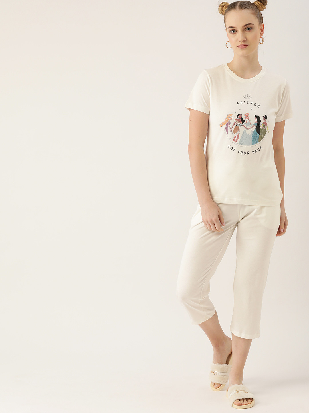 Buy Kook N Keech Disney Women White & Black Pure Cotton Printed T Shirt ...