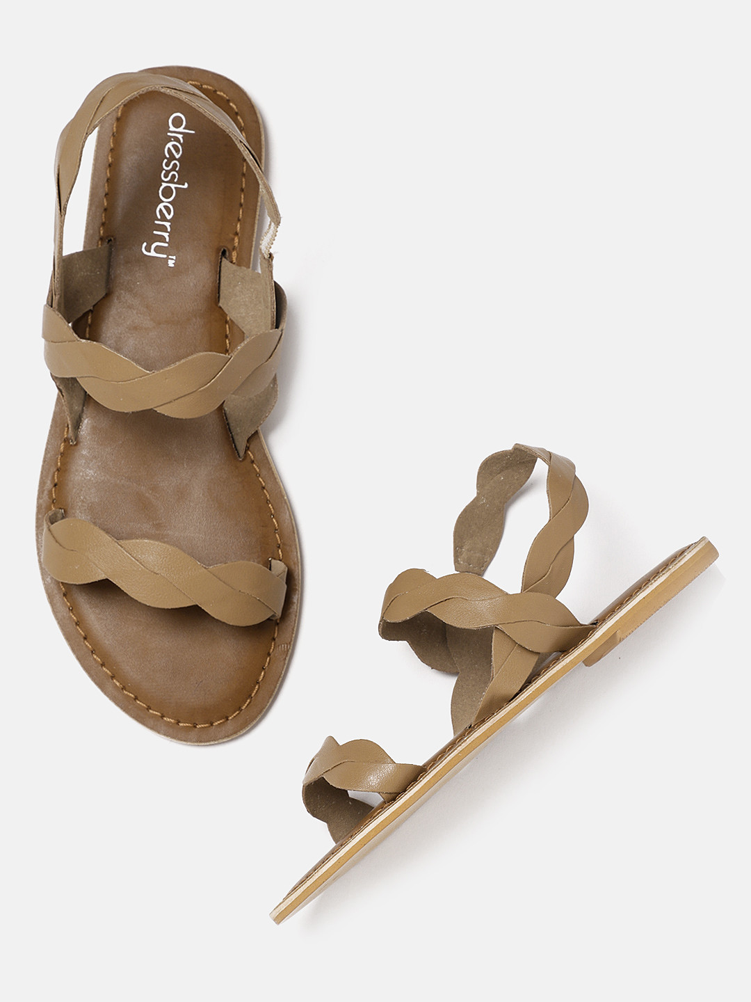 Buy DressBerry Women Beige Woven Design Open Toe Flats - Flats for ...