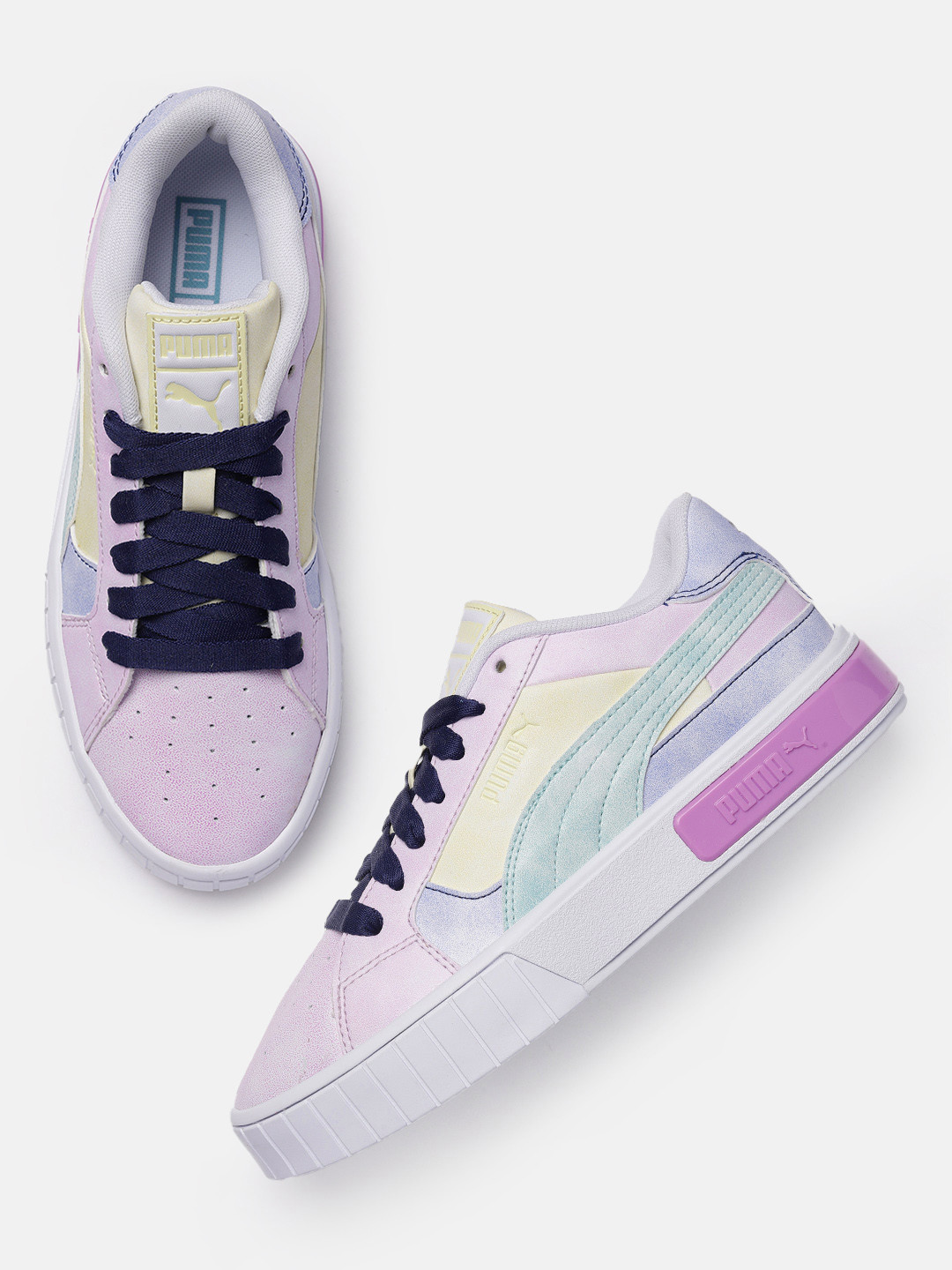 Buy Puma Women Mauve & White Cali Star Tie & Dye Leather Sneakers ...