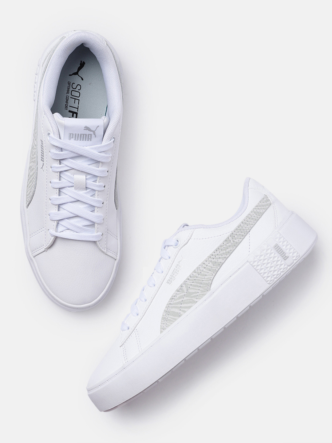 Buy Puma Women White Smash Platform V2 Tiger SoftFoam Sneakers - Casual ...