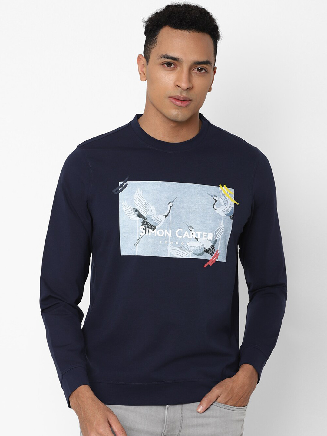 Buy SIMON CARTER LONDON Men Navy Blue Printed Sweatshirt - Sweatshirts ...
