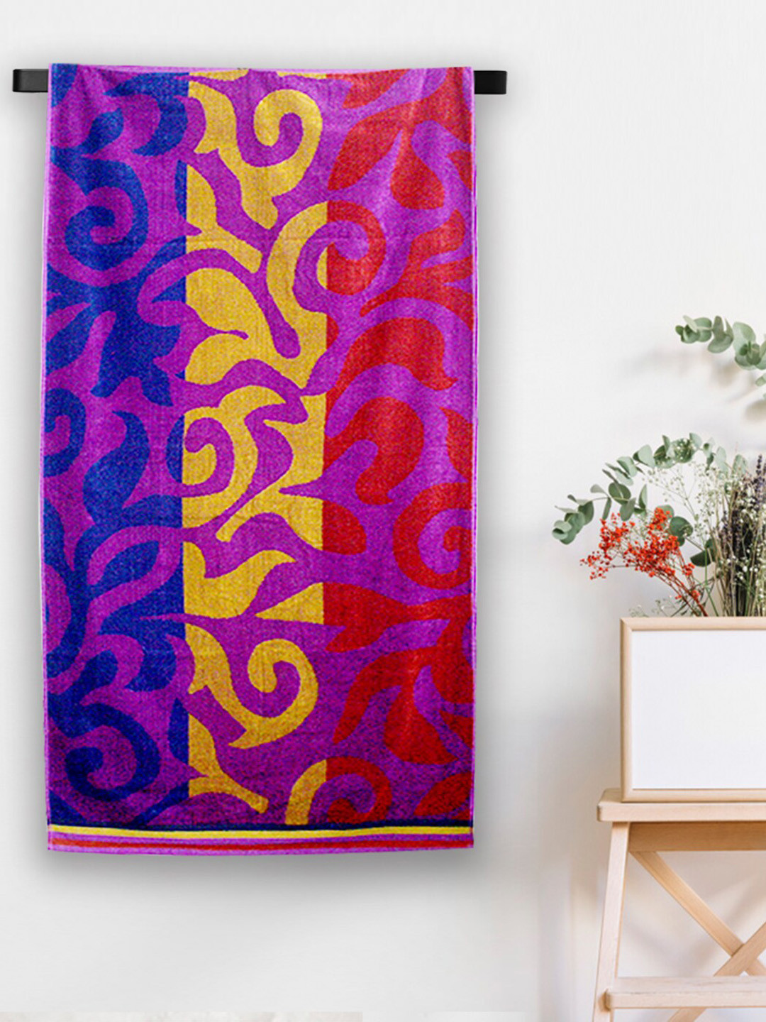 Buy Aura Purple & Blue Rosabell Jacquard 400 GSM Cotton Large Beach ...