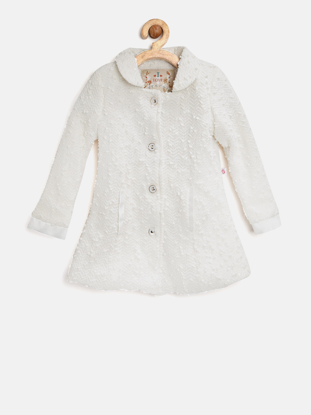 Buy Peppermint Girls Off White Sequinned Coat - Coats for Girls 1697186 ...