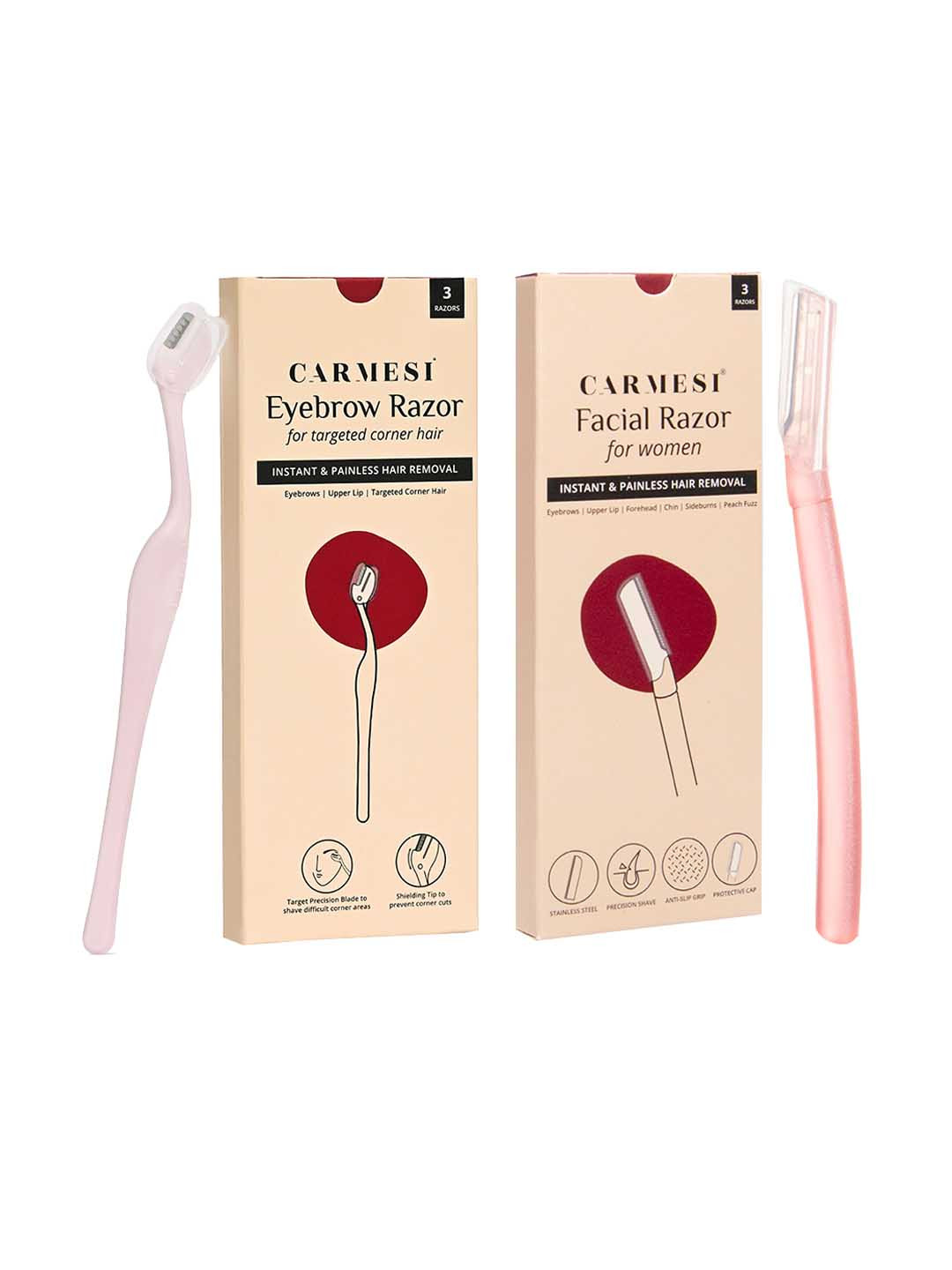Buy CARMESI Set Of 3 Face Razors & 3 Eyebrow Razors - Shaving And Hair ...
