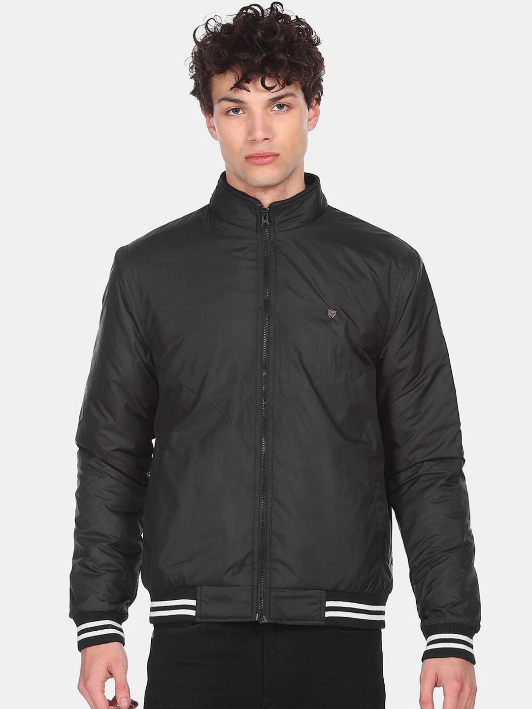 Buy Ruggers Men Black High Neck Bomber Jacket - Jackets for Men ...