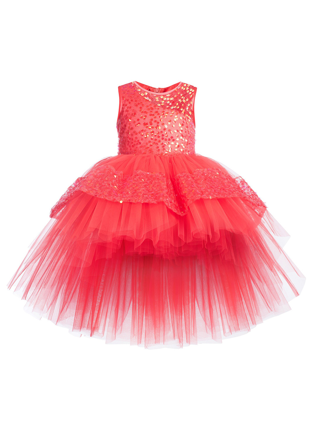 Buy Toy Balloon Kids Red Layered High Low Net Dress - Dresses for Girls ...