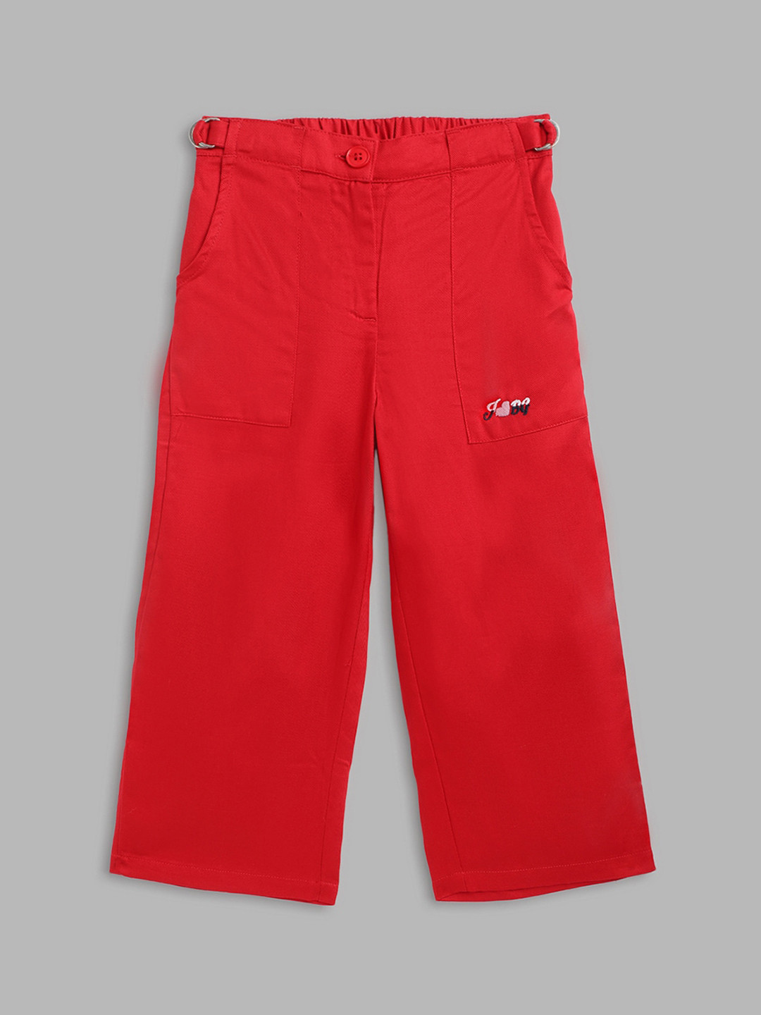 Buy Blue Giraffe Girls Red Cotton Parallel Trousers - Trousers for ...