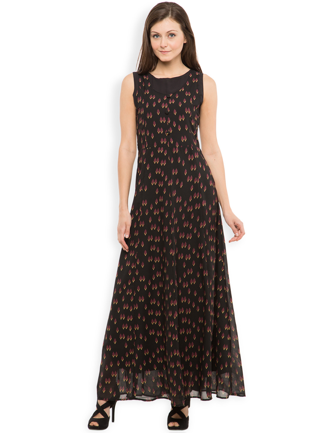 Buy Tokyo Talkies Women Black Printed Maxi Dress - Dresses for Women ...
