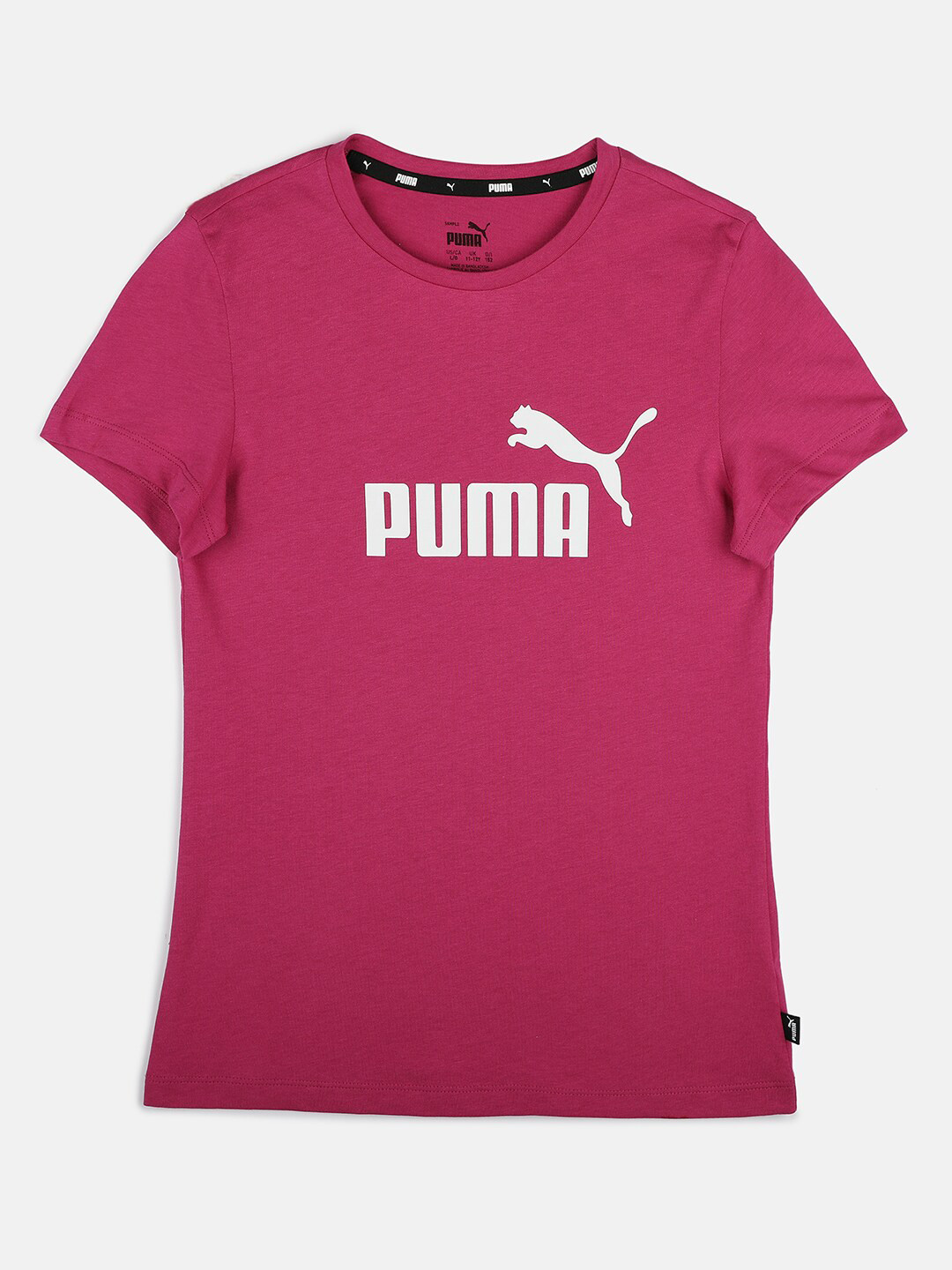 Buy Puma Girls Fuchsia Essentials Logo Pure Cotton T Shirt - Tshirts ...