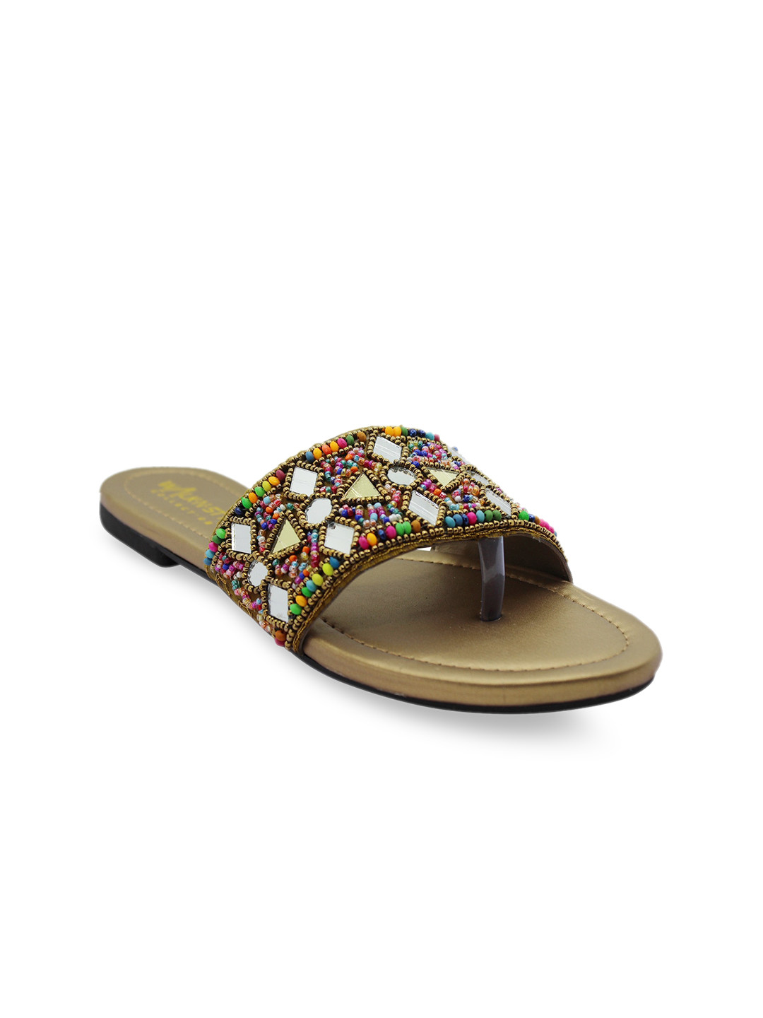 Buy WALK N STYLE COLLECTION Women Tan Embellished Leather Ethnic Open ...