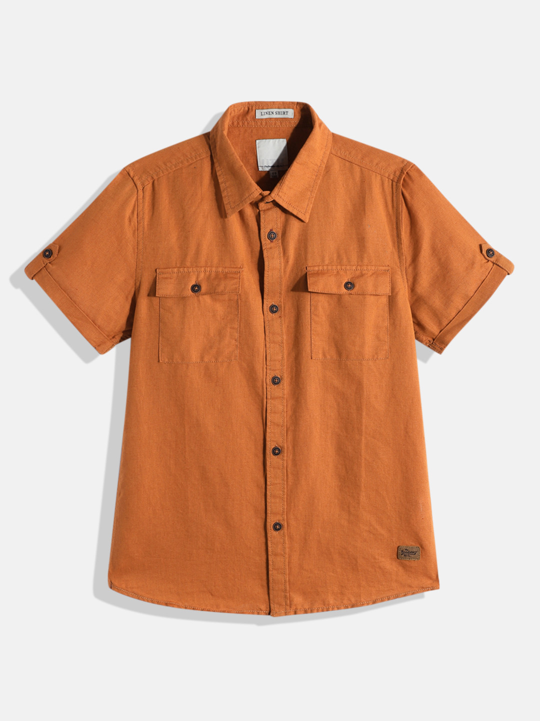 Buy UTH By Roadster Teen Boys Rust Brown Solid Casual Shirt - Shirts ...