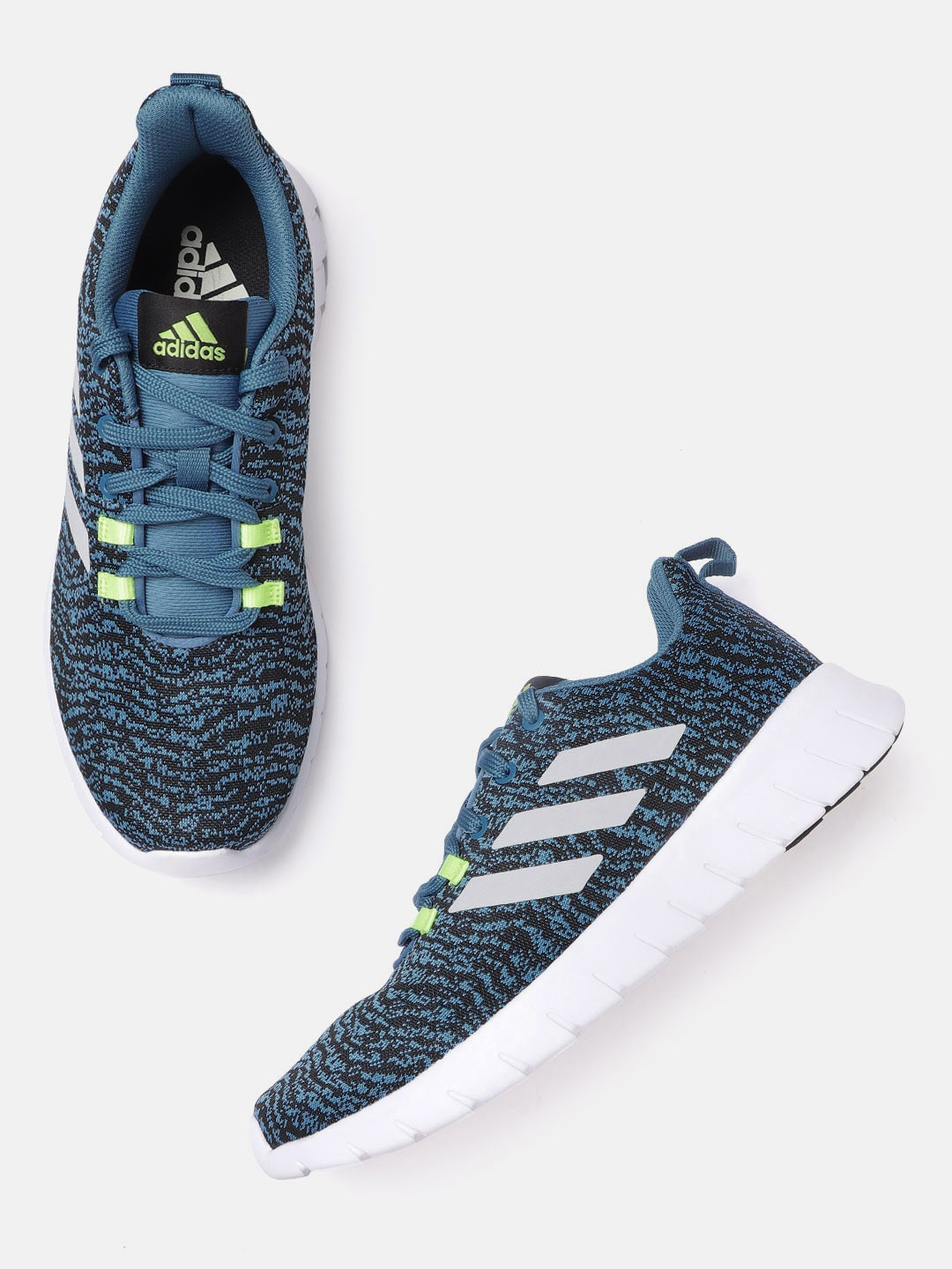 Buy ADIDAS Originals Men Blue & Black Woven Design Adi Zoom Running ...