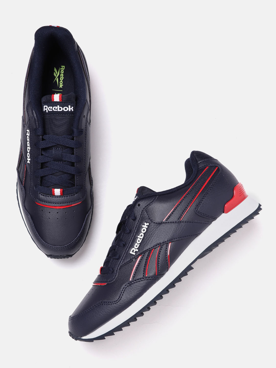 Buy Reebok Classic Men Navy Blue & Red Perforated Royal Glide RPL ...