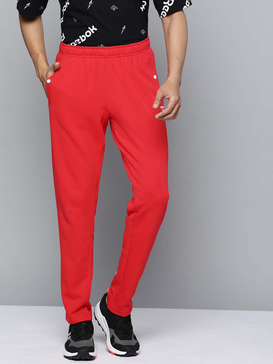 Buy Reebok Classic Men Red Solid Brand Logo Printed Track Pants - Track ...