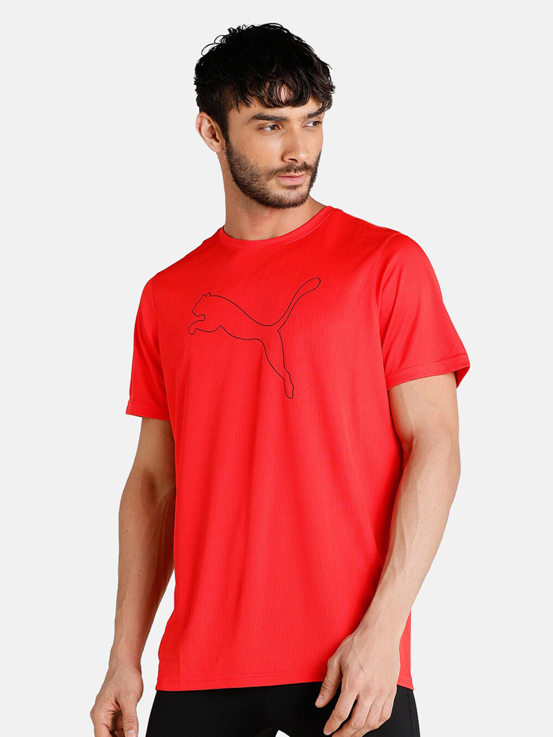 Buy Puma Men Red & Black Solid Round Neck Training Or Gym T Shirt ...