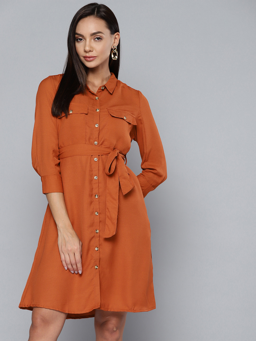 Buy Chemistry Rust Shirt Dress - Dresses for Women 17011278 | Myntra
