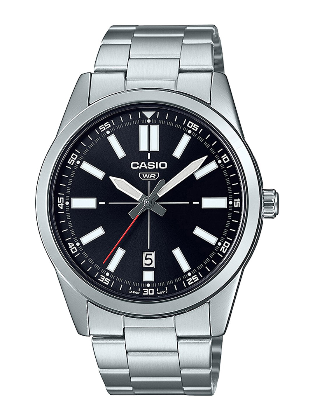 Buy CASIO Men Black Dial & Silver Toned Stainless Steel Cuff Straps ...