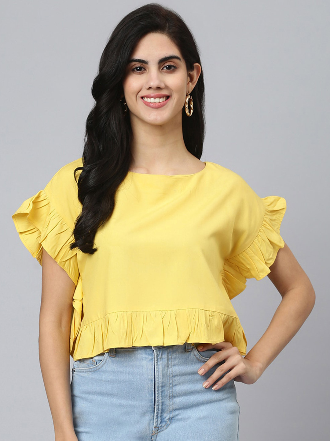 Buy FLAMBOYANT Women Yellow Crop Top - Tops for Women 17018472 | Myntra