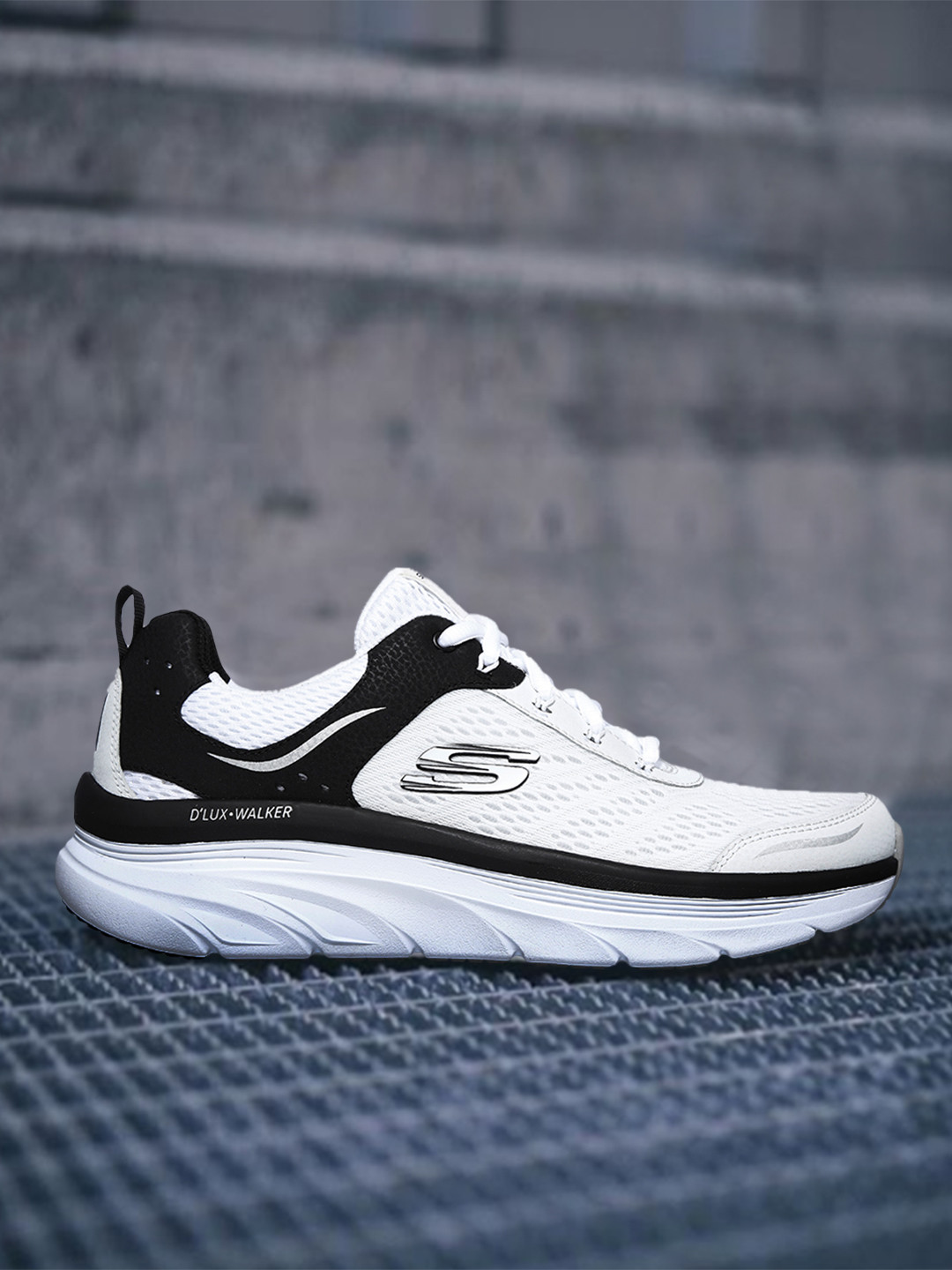 Buy Skechers Men White Woven Design D'Lux Walking Shoes - Sports Shoes ...