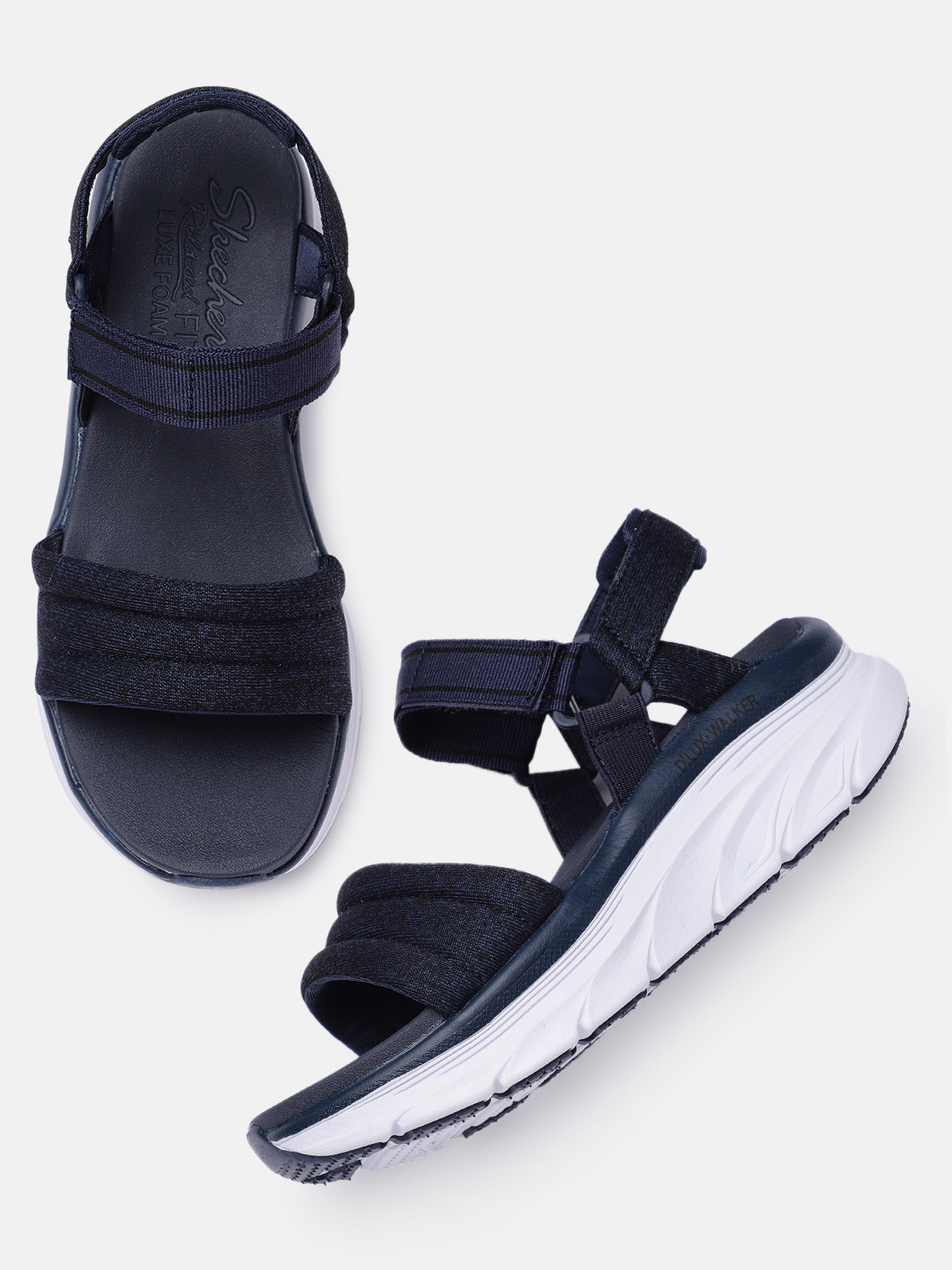 Buy Skechers Women Navy Blue D'Lux Walker Puffer Break Sports Sandals ...